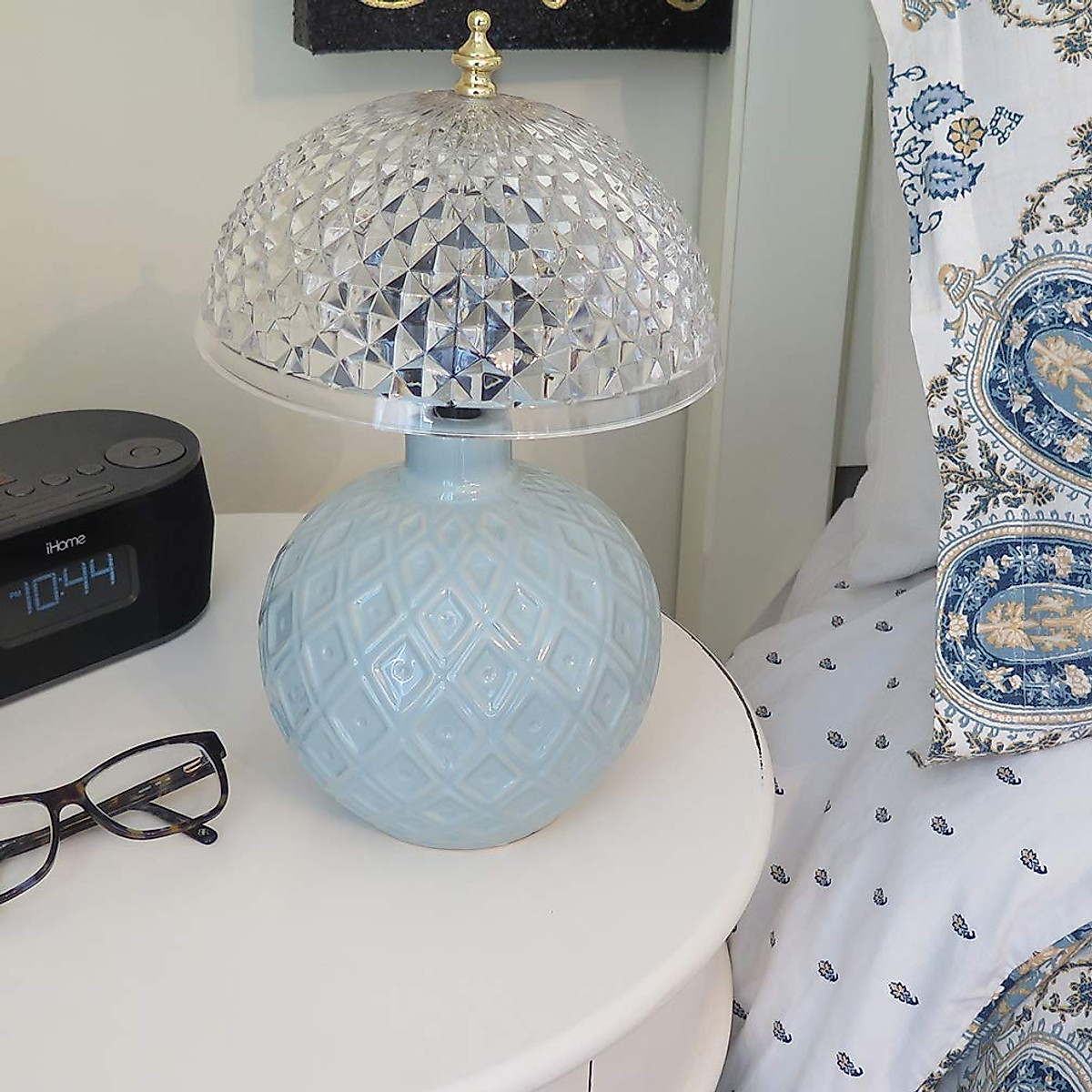 Evelots Clip On Shade for Ceiling Light Bulb or Lamp-4 Pack-Antique-Diamond Cut-Acrylic