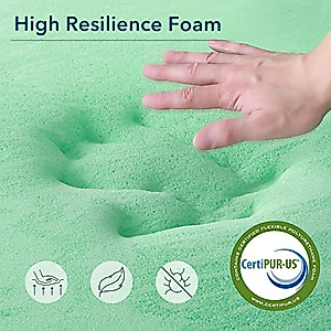 Twin Extra Long (Twin XL) Mattress Topper, Homhougo Medium Firm Memory Foam with Soft Pillow Top, 4-Inch Triple Layer Bed Topper for Pain Relief