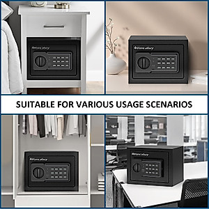 Voncabay Money Safe Box for Home with Sensor Light and Mute Function & Fireproof Security Safe Box for Money Safe with Emergency Power Outlet, Lock Box Fireproof Safe with Digital Keypad