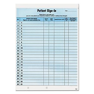 Tabbies 14531 Patient Sign-in Label Forms, 8 1/2 x 11 5/8, 125 Sheets/Pack, Blue
