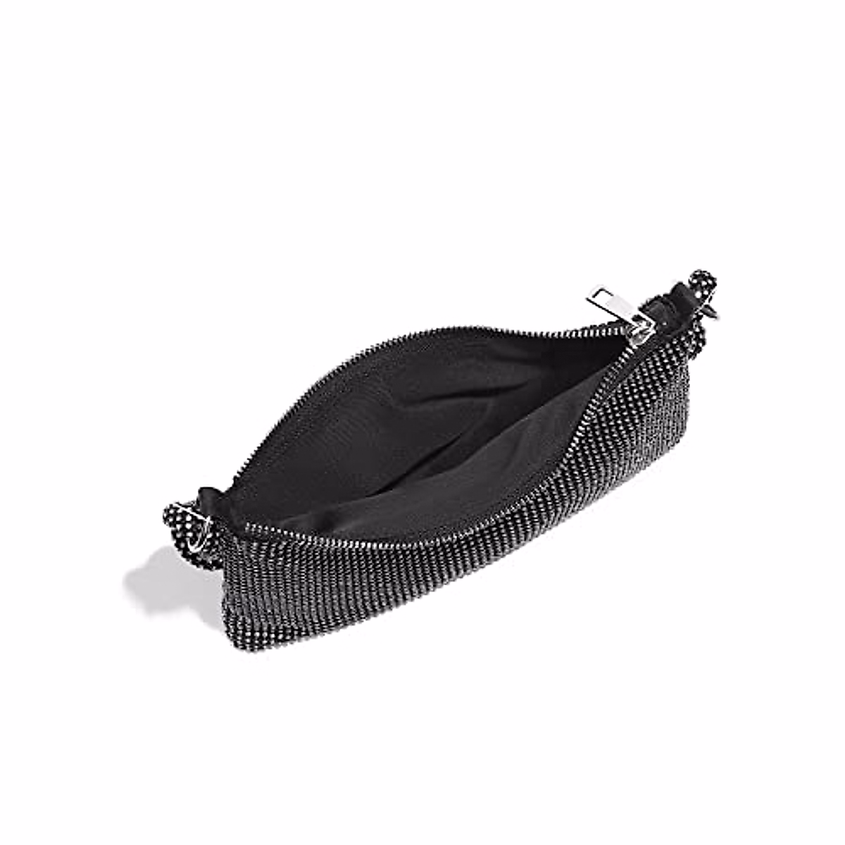 YUWITA Rhinestone Purse Women Evening Glitter Sparkly Mini Bag (Silver-Black)