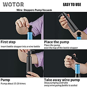 WOTOR Wine Saver Pump with 20 Vacuum Stoppers, Wine Stopper, Wine Preserver, Reusable Bottle Sealer Keeps Wine Fresh (Wine Pump + 20 stoppers)