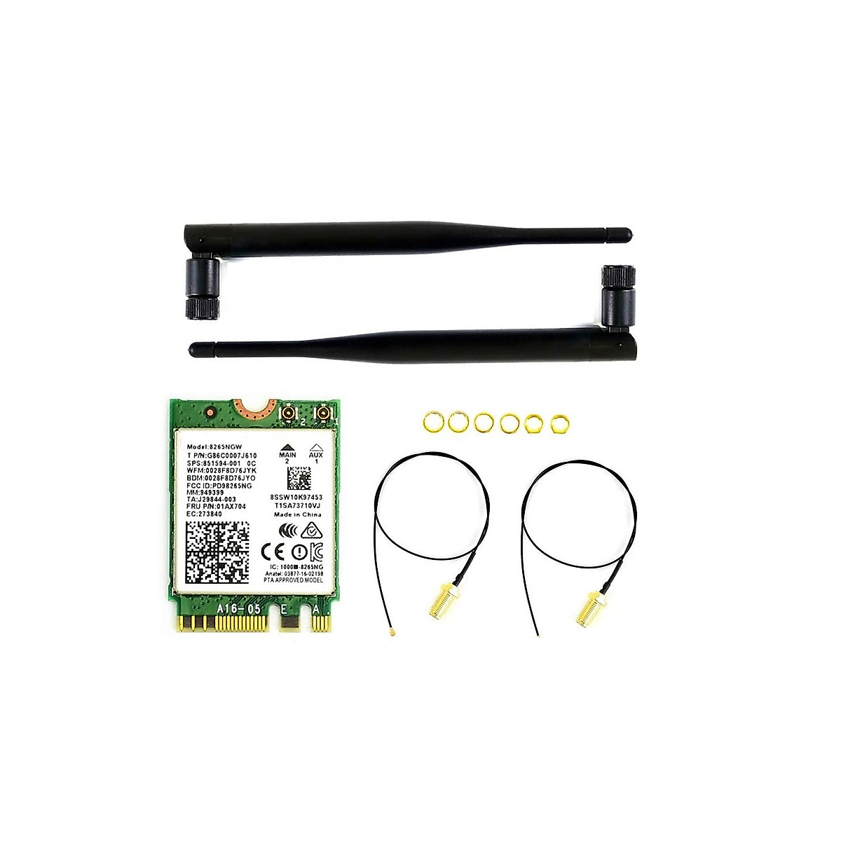 Wireless-AC8265 Dual Mode AC8265 Wireless NIC Module for Jetson Nano Developer Kit M.2 NGFF Support 2.4GHz / 5GHz 300Mbps / 867Mbps Dual Band WiFi and Bluetooth 4.2