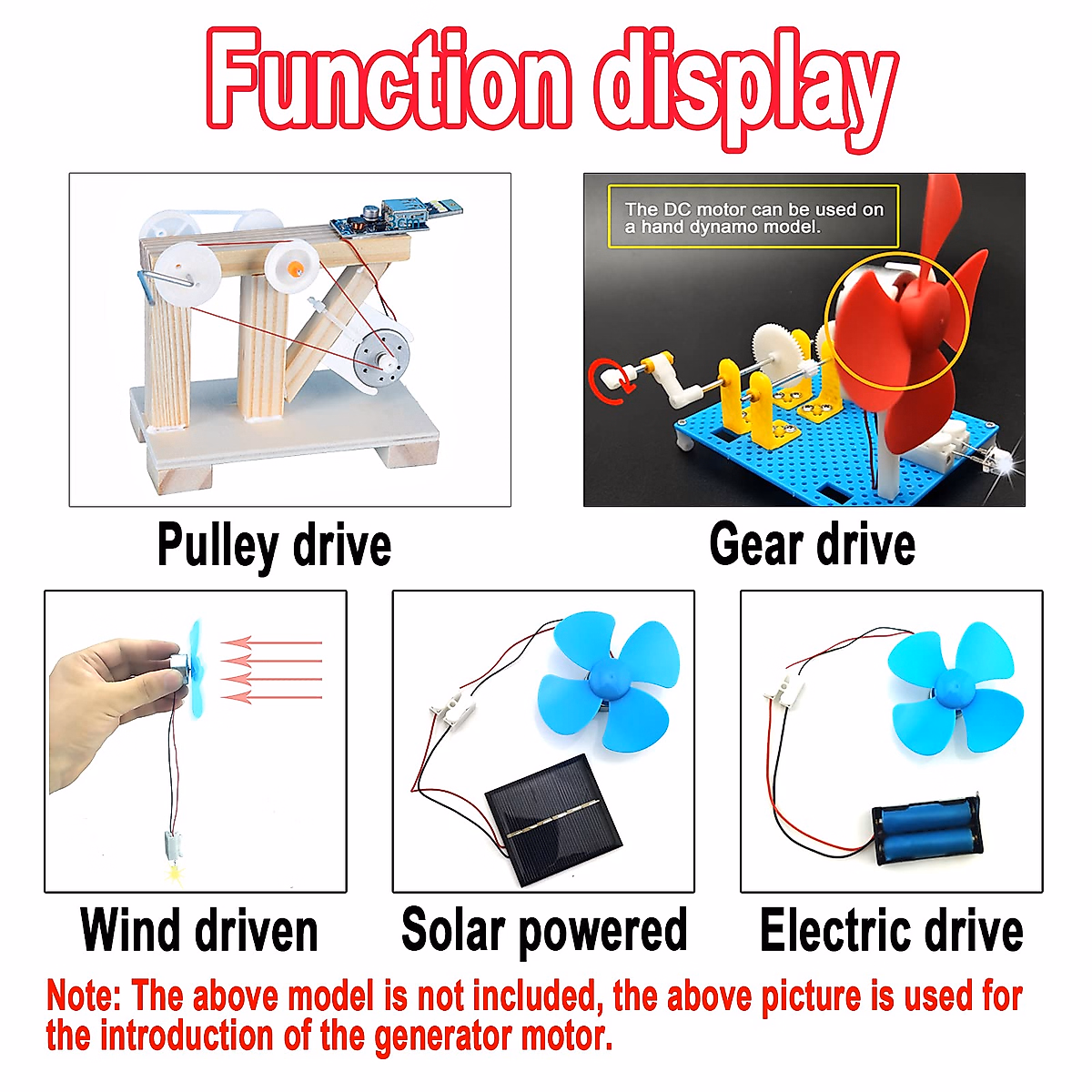 EUDAX 6 Set Mini Generator Motors 3V-12V DC Motor Electric Motor with Propellers Fan Leaf for DIY Electronic Toys Wind Turbine Hand Cranked Power Model School Project Educational Physics Experiment