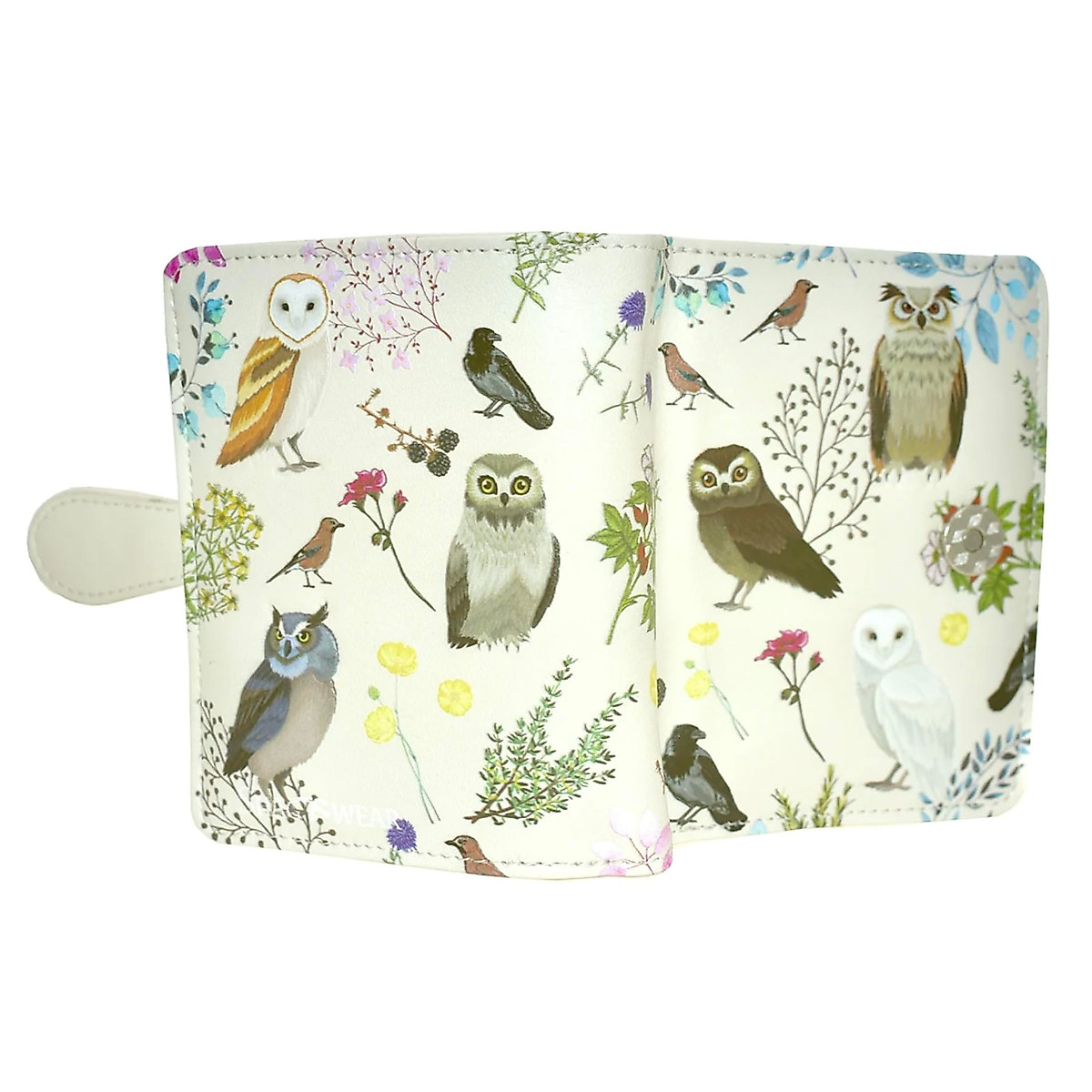 Shag Wear Wild Bird Owl Small Animal Wallet for Women and Teen Girls Vegan Faux Leather 4.5" Beige