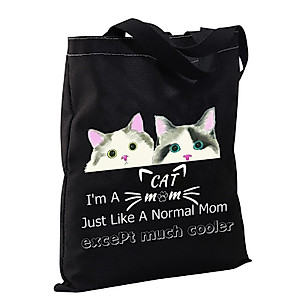 Cat Mom Gifts Cat Mom Tote Bag for Women Funny Cat Lovers Gifts for Cat Owner Cat Lady Gifts Reusable Shopping Shoulder Bag (Cat Mom Tote Bag)