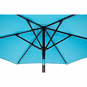 SUNA OUTDOOR 7Ft Patio Market Umbrella Outdoor Table Umbrellas Push Up with 6 Sturdy Ribs, Adjustable Height and Tilt Pole, Easy Push Up Open, for Garden Deck Commercial, Blue