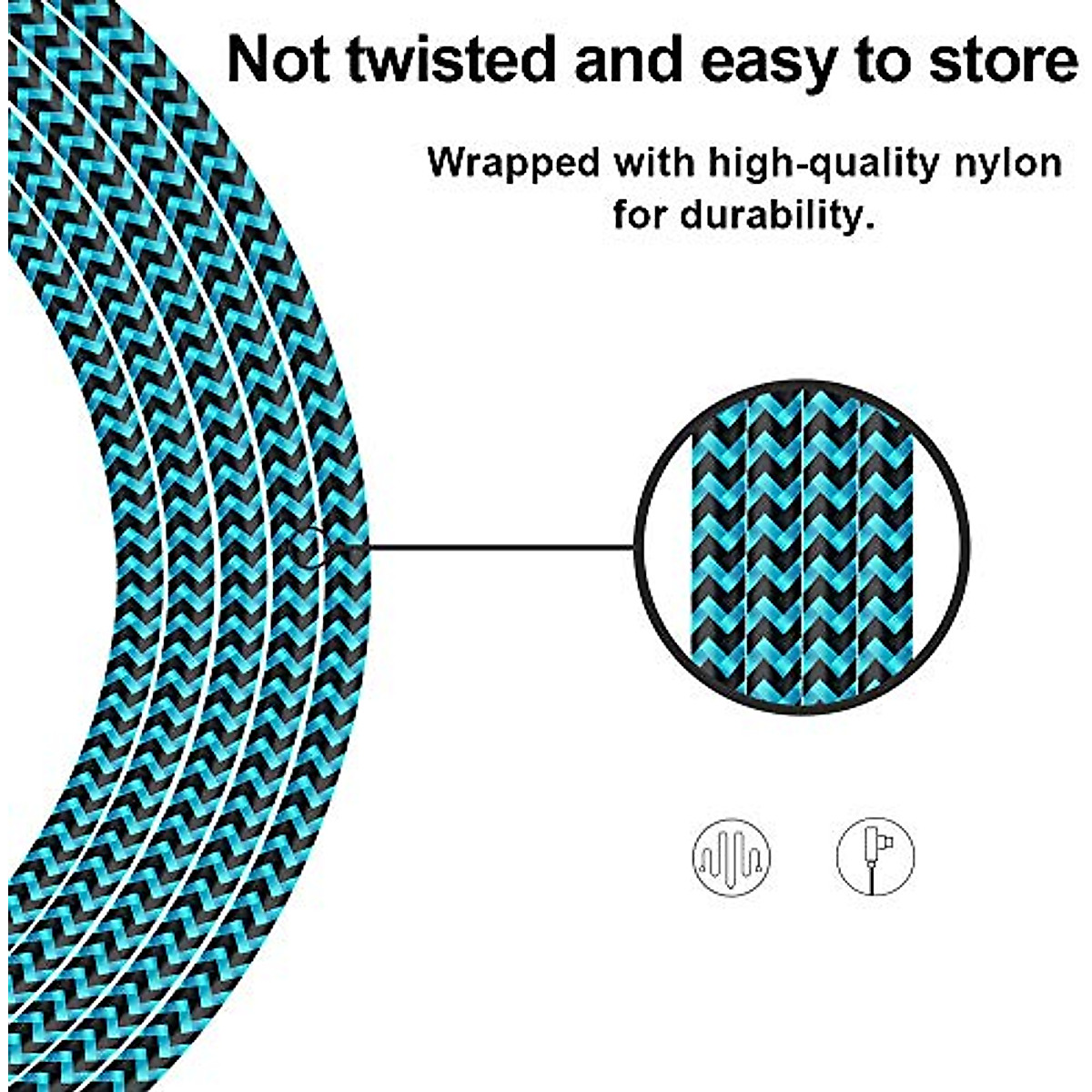 iPhone Charger Cord Right Angle Lightning Cable 5 Pack (3/3/6/6/10FT) Nylon Braid 90 Degree Charging Cord Fast Charging & Data Sync Cord Long Compatible iPhone 13 12 11 Pro XS Max/X/8/7/Plus iPad Blue