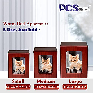PCS Pet Urns for Cats, Cat Photo Urn, Pet Cremation Box, Cat Urn for Ashes, Urns for Cat Ashes Red-Small