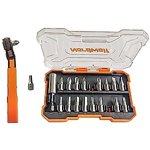 NordWolf 20-Piece Low Profile Mini Reversible Ratchet Wrench and Bits Set, Includes Square Head/Phillips/Pozidrive/Torx Security/Hex/Slotted Bits in Storage Case
