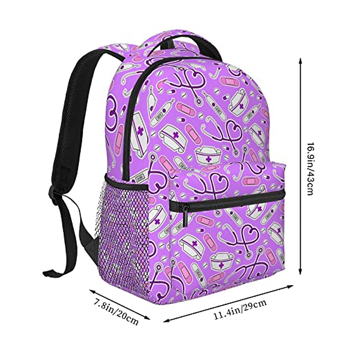 Nurse Doctors Print Backpack Large Capacity Laptop Bags Waterproof Lightweight Nurses Accessories for Work Medical Home Health Travel Clinical Bag Nursing Stuff Gifts CNA