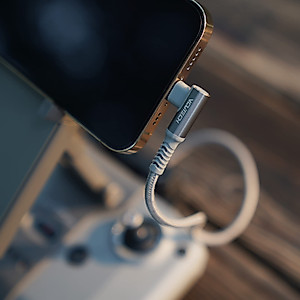 VCUTECH Lightning Data Cable to USB-C 1.1 ft/35 cm MFI Certified for DJI Mini 3 Pro/Mini 2/Air 2S/Mavic Air 2/Mavic 3 Remote Controller OTG Extension Cable Cord Accessories, 90 Degree Fast Charging