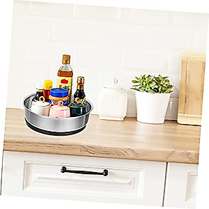 Holibanna 1pc Boxes Rotating Rack Trinket Tray Stainless Steel Container Makeup Pallets Pantry Susan Rotating Rack Household Storage Boxes Non-slip Storage Cases Fruit Containers Food