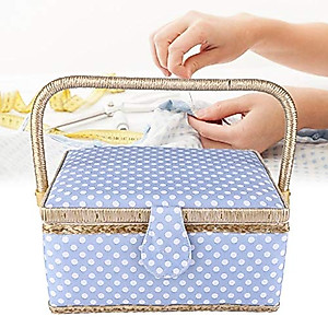 UXZDX Handmade Sewing Basket Household Fabric Craft Thread Needle Storage Box Organizer Flip Type