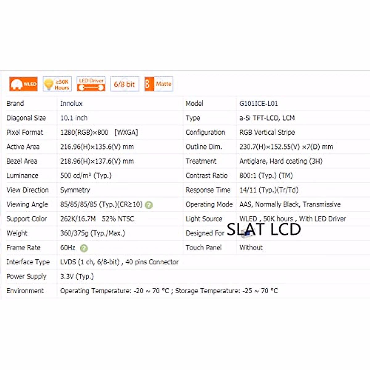 Innolux 10.1 Inch LCD Screen G101ICE-L01 with Full kit of Driver Board