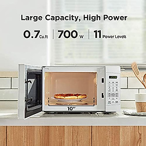 Midea WHS-65LB1 Compact Single Reversible Door Refrigerator, 1.6 Cubic Feet(0.045 Cubic Meter), Black & COMFEE' EM720CPL-PM Countertop Microwave Oven with Sound On/Off, 0.7 Cu Ft/700W, Pearl White