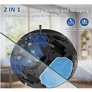 Robot Vacuum and Mop Combo, WiFi/App/Alexa, Robotic Vacuum Cleaner with Schedule, 2 in 1 Mopping Robot Vacuum with Watertank and Dustbin, Self-Charging, Slim, Ideal for Hard Floor, Pet Hair, Carpet
