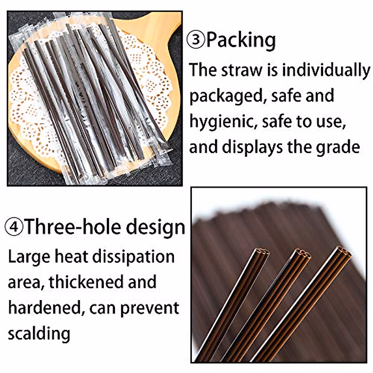 Coffee Stirrers Sticks 400 Individually Wrapped 6.7in，Disposable coffee straw stirring rod，Coffee Straw，Disposable Plastic Drink Stirrer Sticks Health and Safety Three-hole coffee straw