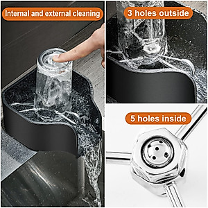 OverTwice Glass Rinser, Washable Inside and Outside of Cup Washer for Sink, Deep Cleaning with Powerful Spraying Holes Cup Washer with High Outer Wall, Glass Rinser for Kitchen Sink, Bottle Washer
