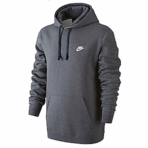 Nike Men's Sportswear Club Pullover Hoodie, Charcoal Heather/Charcoal Heather/White, Medium