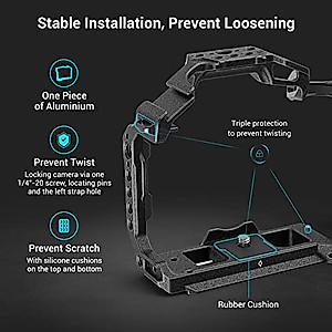SmallRig R5 / R5 C / R6 Cage for Canon R5 / R5 C / R6 Mirrorless Camera, Aluminum Alloy Cage w/Streamlined Structure for Canon R5 R6 R5 C Camera 3233