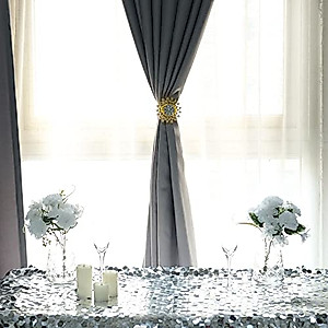 Tableclothsfactory 2 Pack | 4" Gold Crystal Flower Magnetic Backdrop Curtain Tie Backs, Metallic Window Drapery Panel Buckle Clips