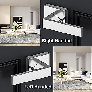 Brightify Front Door Handle, Modern Exterior Door Handle with Passage Door Lever, Front Entry Door Handle No Lock, Reversible for Left & Right Handed Door, Lower Half Grip - Satin Nickel Finish