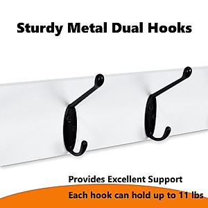 YXDXF Coat Rack Wall Mount with Shelf, Entryway Shelf with 8 Metal Wall Hooks Coat Hooks Key Holder for Wall Hanging Shelf for Entryway Living Room Bathroom Kitchen, 2 Pack White