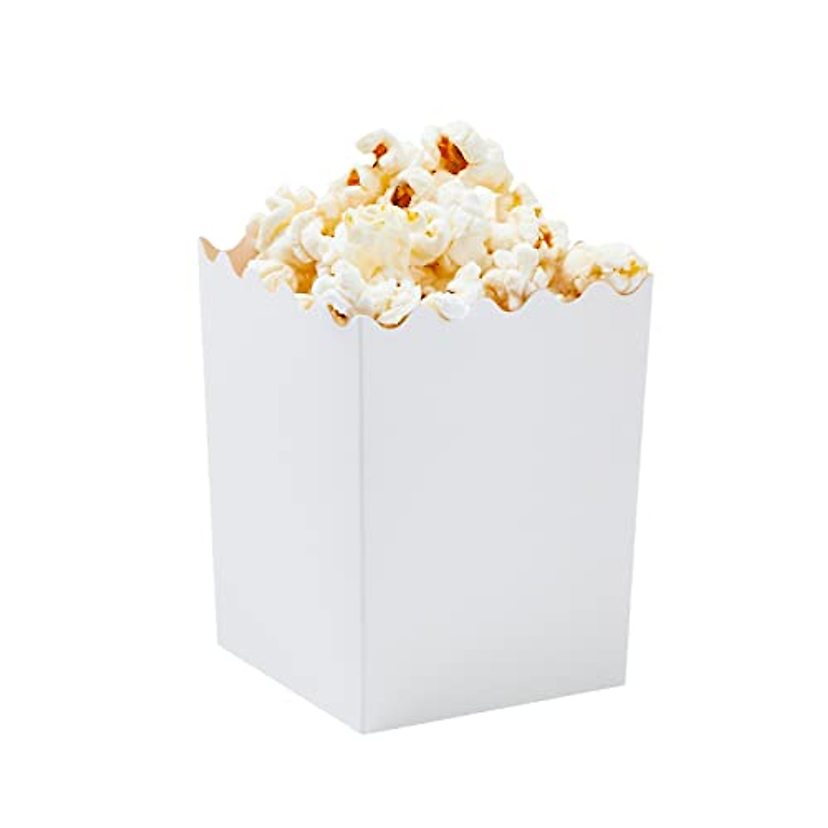 100 Pack Mini Popcorn Containers for Party Supplies, Bulk White Treat Boxes with Scalloped Edges for Movie Night Decorations (3 x 4 In)