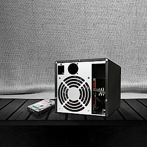 NAS Case 4-Bay K3 Chassis, AUDHEID New Network Storage Server, Compatible Flex PSU Mini-ITX, 4 x 2.5/3.5" Tray, Network Attached Storage Enclosure with 2 Front USB Ports and 1x12cm Chassis Fan