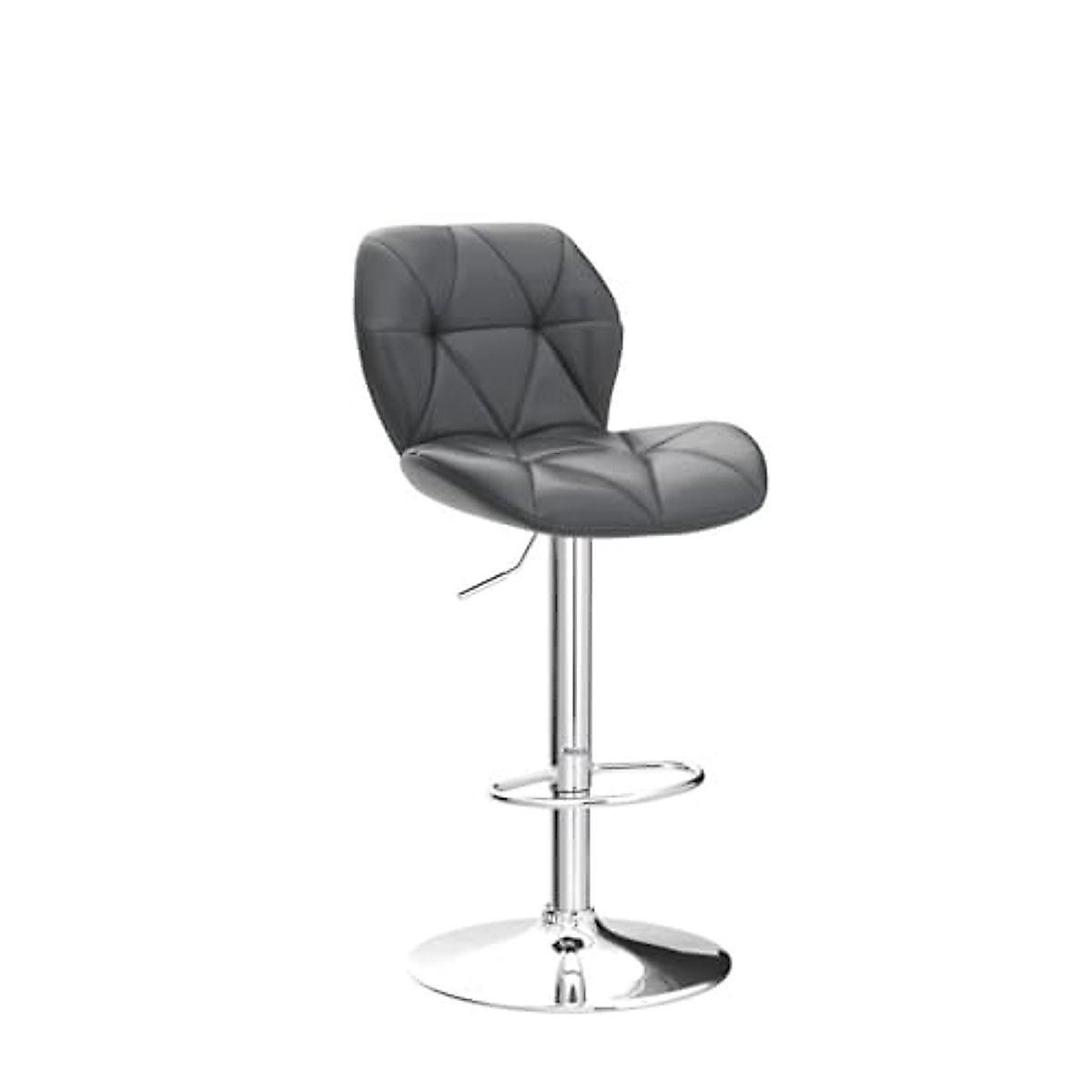 Yaheetech Bar Stools Set of 4, Adjustable PU Leather Swivel Barstools, Modern Counter Stools with Back and Footrest, Counter Height Barstools for Bar, Kitchen, Dining Room, Grey