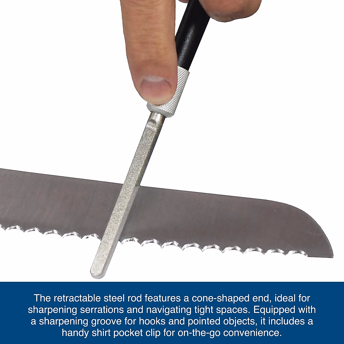 AccuSharp Professional Dual Rod Knife Sharpener, Retractable Diamond-Coated Steel Rod, Sharpens, Restores, Repairs & Hones Straight & Serrated Knives