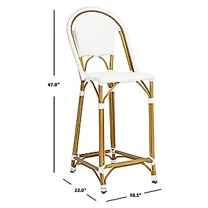 Safavieh PAT4038C Outdoor Collection Zaid White Stackable 30-inch Bar Stool