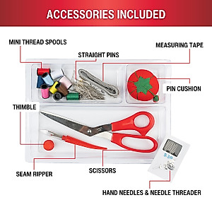 SINGER 07229 Sewing Basket with Sewing Kit, Needles, Thread, Pins, Scissors, and Notions, Boho Fan