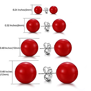 lureme 4 Pairs Round Simulated Shell Pearl Stud Earrings Pack (er006323-2)