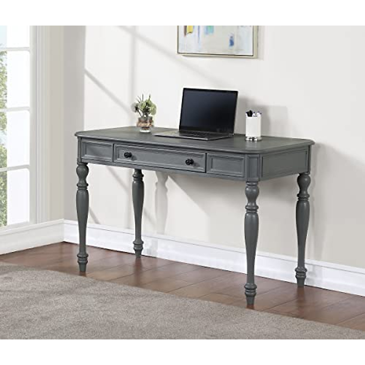OSP Home Furnishings Country Meadows 48 Inch Writing Desk with Drawer, Plantation Grey