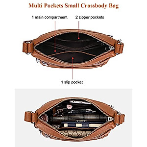 Over Earth Crossbody Bag for Women Soft Leather Purses and Handbags Multi Pockets Messenger Bag
