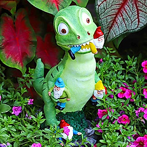 Garden Gnomes Galore Dinosaur Eating Gnomes Garden Statue - Garden Gnomes Outdoor Funny Gnomes Decorations for Yard - Funny Gnomes Inappropriate Nomes - Dinosaur Eating Garden Gnomes Naughty Gnomes
