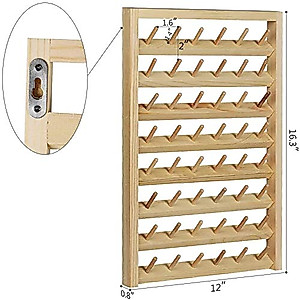 HAITRAL 48-Spool Sewing Thread Rack,Wall-Mounted Sewing Thead Holder with Hanging Hooks, Wooden Organize for Mini Sewing, Quilting, Jewelry, Embroidery