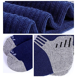 EnerWear 6P Pack Men's Merino Wool Blended Hiking Trail Socks (US 10-13, Blue)