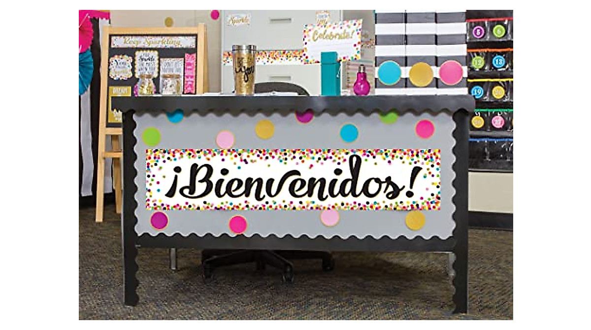 Confetti Bienvenidos Classroom Banner for ESL & Bilingual Rooms