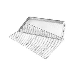 USA Pan Nonstick Quarter Sheet Pan Set of 2 and Half Sheet Baking Pan and Bakeable Nonstick Cooling Rack Set