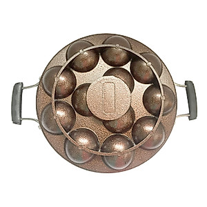 Nonstick Appam Patra Paniyaram Appam Maker with Glass Lid Aebleskiver Pan Ebelskiver Pan Pancake Pan Appachetty Paniyaral Pan