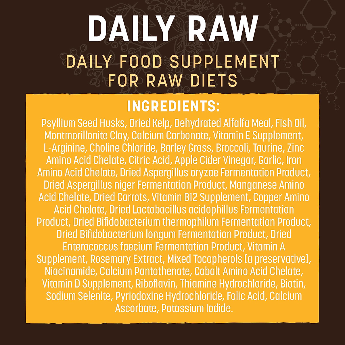 Earth Animal Daily Raw Cat Food & Raw Dog Food Topper | Complete Cat & Dog Vitamins Supplement| 1 Pound
