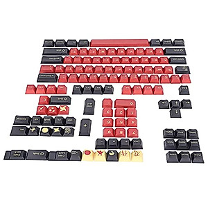 Yoidesu 128 Keys Japanese Style Keycaps, Oil Resistant PBT Keycap for Universal PC Gaming Keyboard with Animation Elements Gaming Keyboard Keycap with Shaft Puller