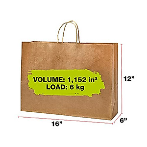 Ecoptimize Kraft Paper Bags with Handles, 30 PCS 16"x6"x12" Brown - Eco-Friendly, Compostable & Recyclable Gift Bags from 100% Wood Pulp - High Tensile & Load Capacity for Retail, Shopping, Wedding, Birthday