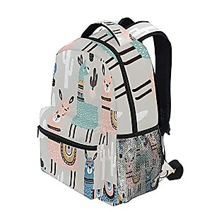 Colorful Cactus Llama Backpack Bookbag for Boys Girls,Elementary School Backpack,14 inch Computer Laptop Backpack,Durable and Water Resistant Casual Rucksack School Backpack