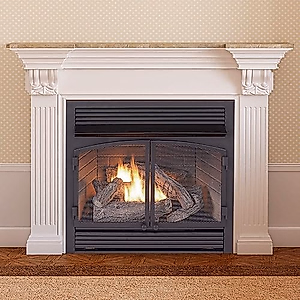 Duluth Forge Dual Fuel Ventless Gas Fireplace Insert, Thermostat Control, 6 Fire Logs, Use with Natural Gas or Liquid Propane, 32000 BTU, Heats up to 1500 Sq. Ft., Black