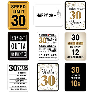 WERNNSAI 30th Birthday Party Decorations for Adults- 9PCS Wall Signs Happy Birthday Tags 30 Year Old Party Decor White Caution Logos on Door Windows Yard Garden Banner Party Supplies Picture Props for Men/Women