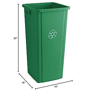 PRO&Family 92 Qt. / 23 Gallon / 87 Liters Green Square Recycle Bin. Trash Bin Kitchen Garbage Can Waste Basket Recycle Bin